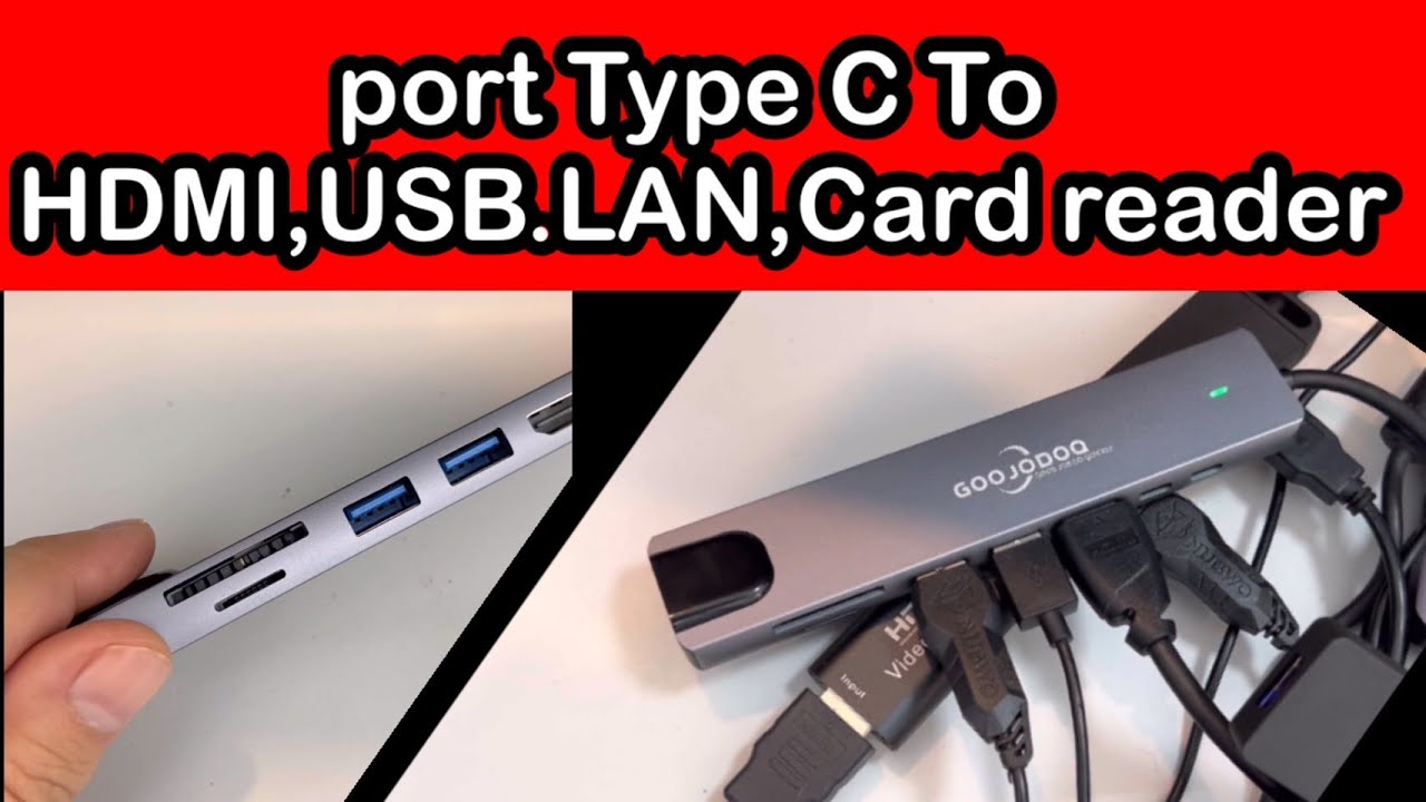 รีวิวสาย Type C To HDMI USB LAN Card reader USB Hub 8 in 1 อุปกรณ์เสริม ...