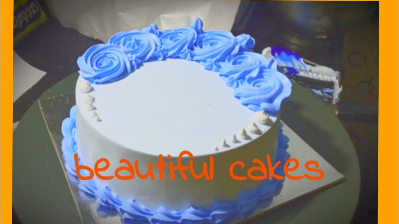 chocolate cake. Blue cream icing - YouTube