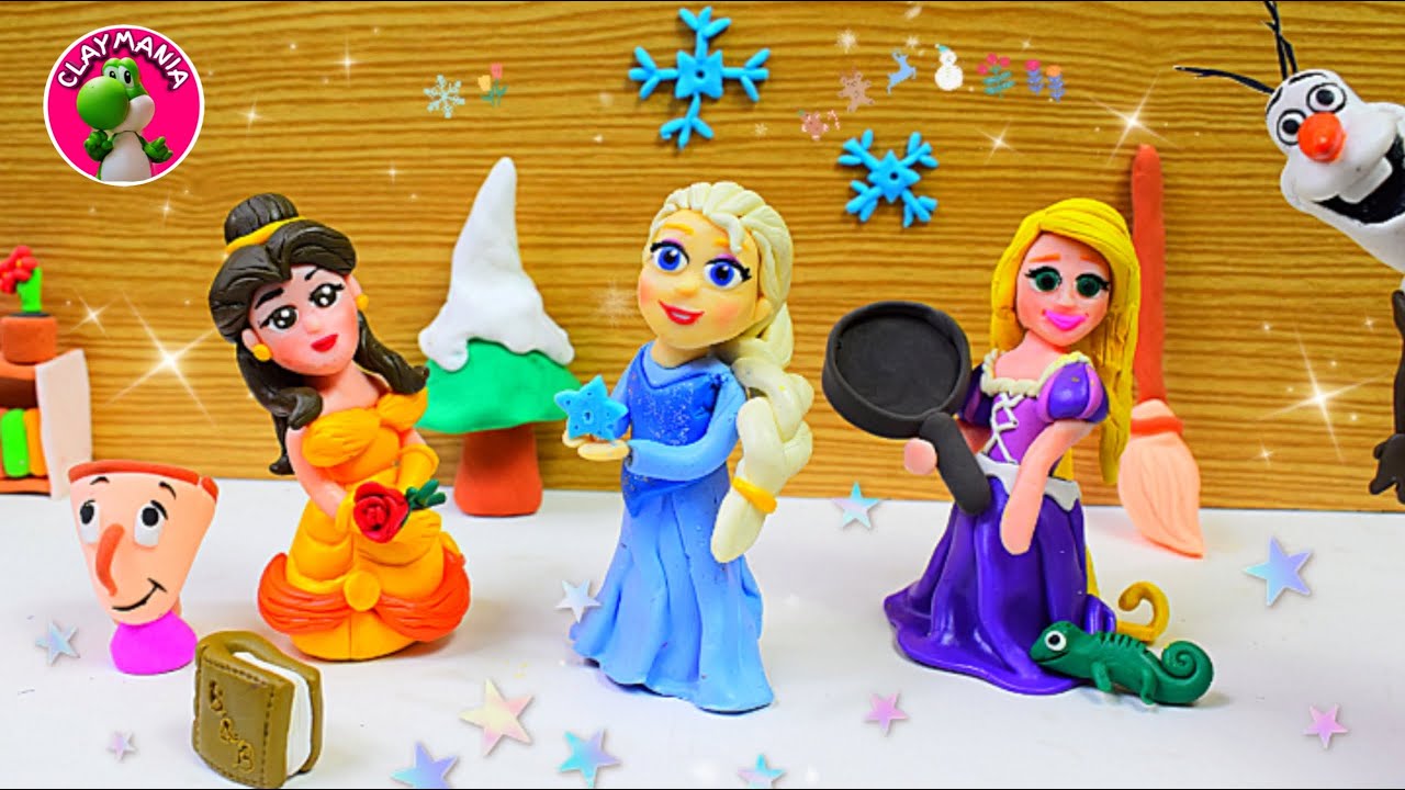 DIY How to Make Polymer Clay Miniature Disney Princesses, Elsa, Bell ...
