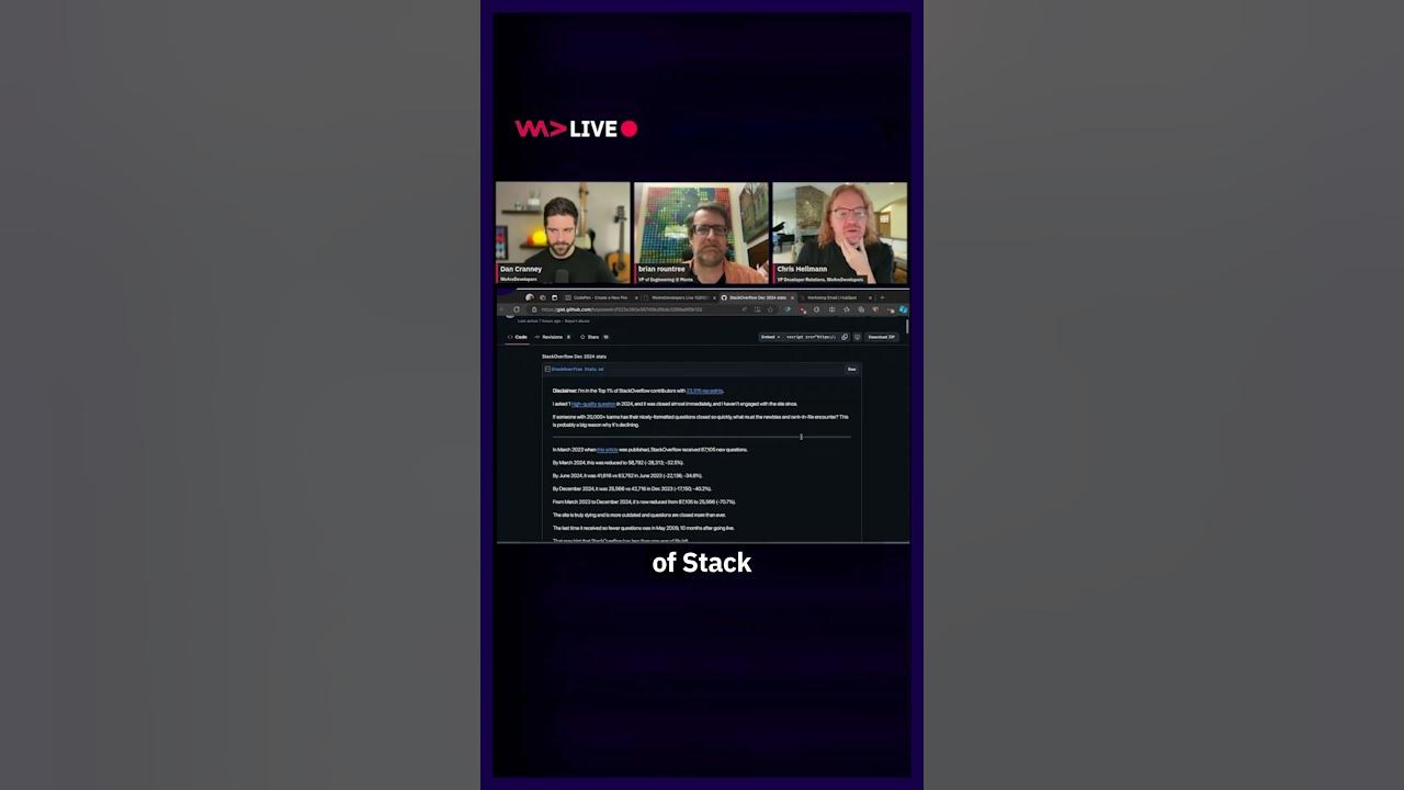 WeAreDevelopers LIVE: Stack Overflow Usage Has Decreased by 75% - YouTube