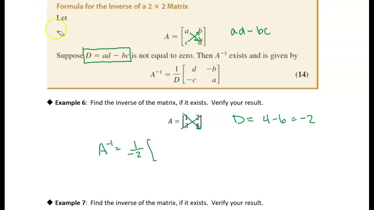 2.6 Inverse of a Square Matrix: Example 6 - YouTube