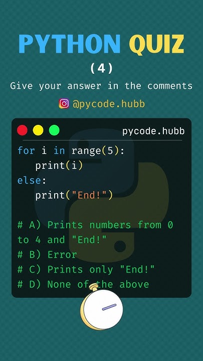 Python Quiz 4 | #python3 #pythonprogramming #coding #pythonhub # ... Python Quiz 4 | #python3 #pythonprogramming #coding #pythonhub # ...