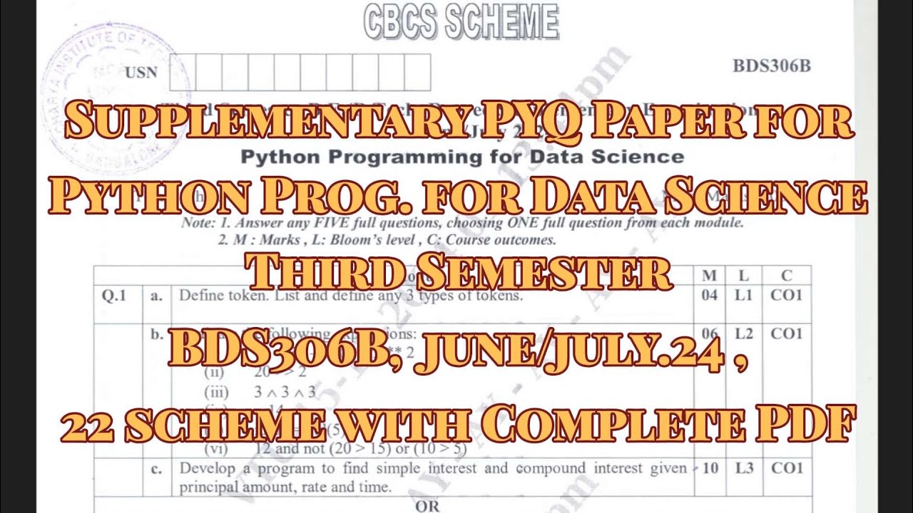 Python Prog For Data Science Pyq Bds306b Dec23jan2024 Vtu Syllabus 22 Scheam For Cse 6025