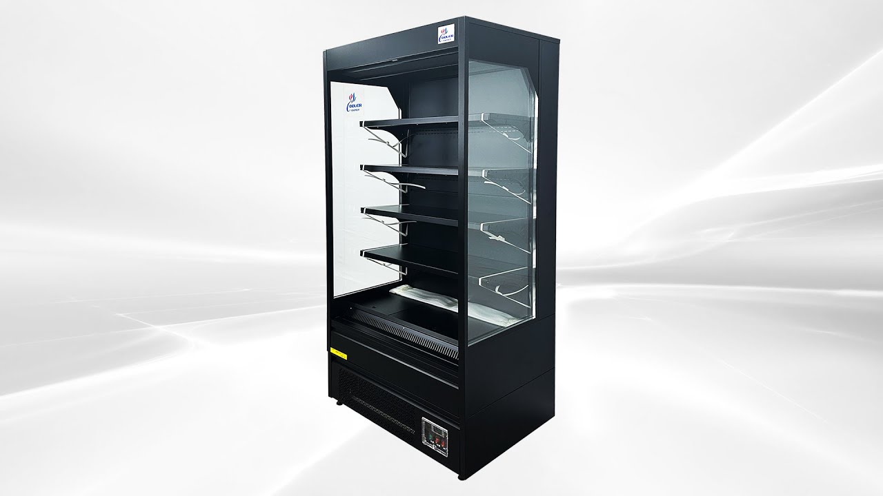 Commercial 40 inches Black Vertical Open Display Case Cooler Open Air ...