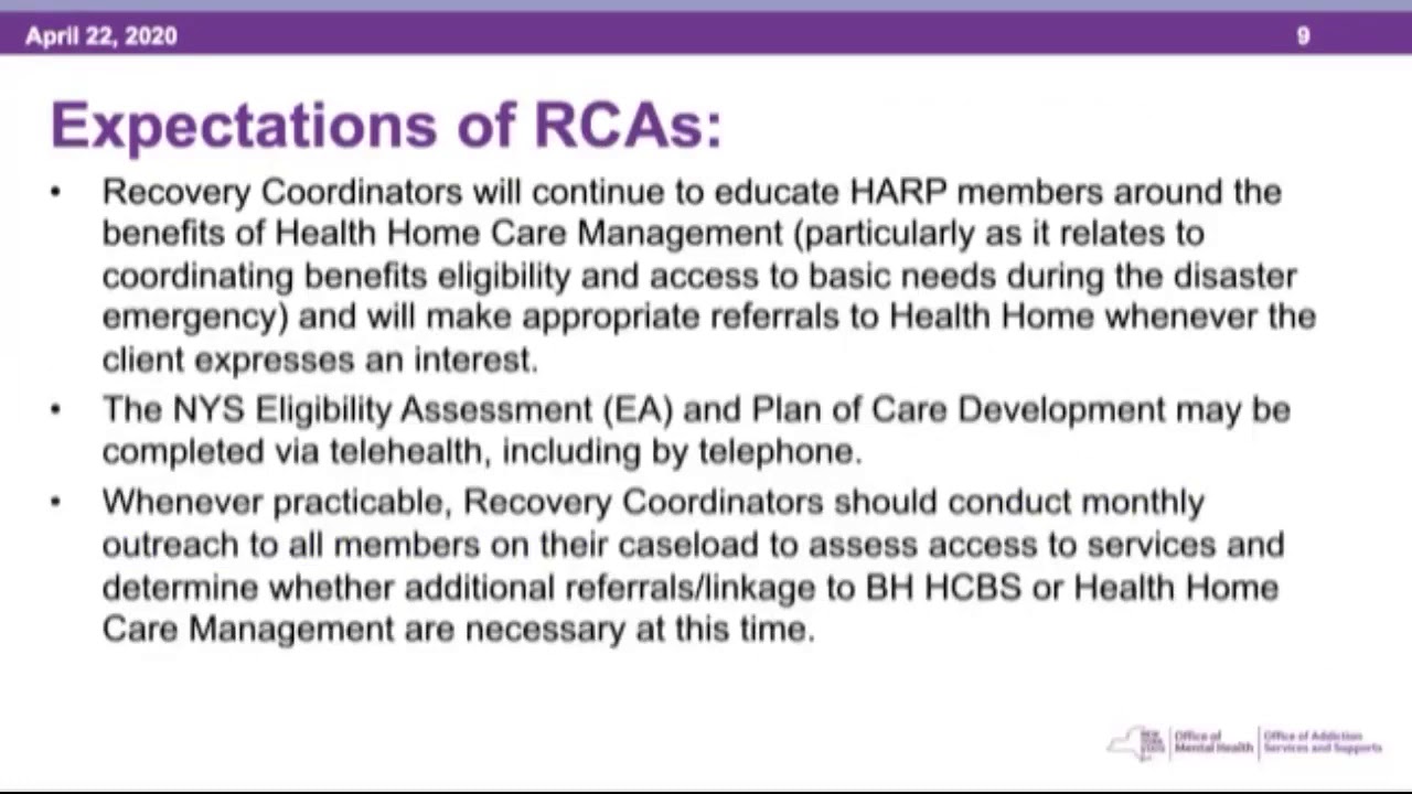 OMH OASAS Adult BH HCBS & RCA Program and Billing Guidance Regarding ...