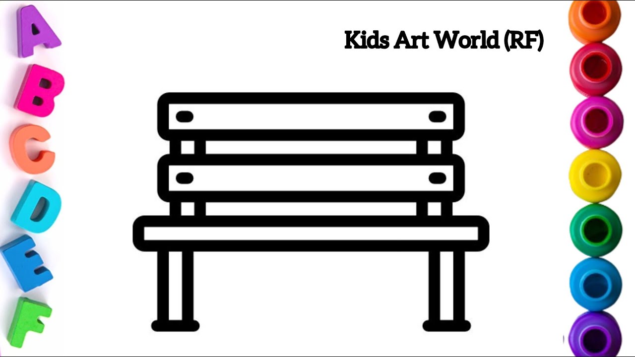 HOW TO DRAW BENCH | PAINTING AND COLORING FOR KIDS AND TODDLERS | Kids ...