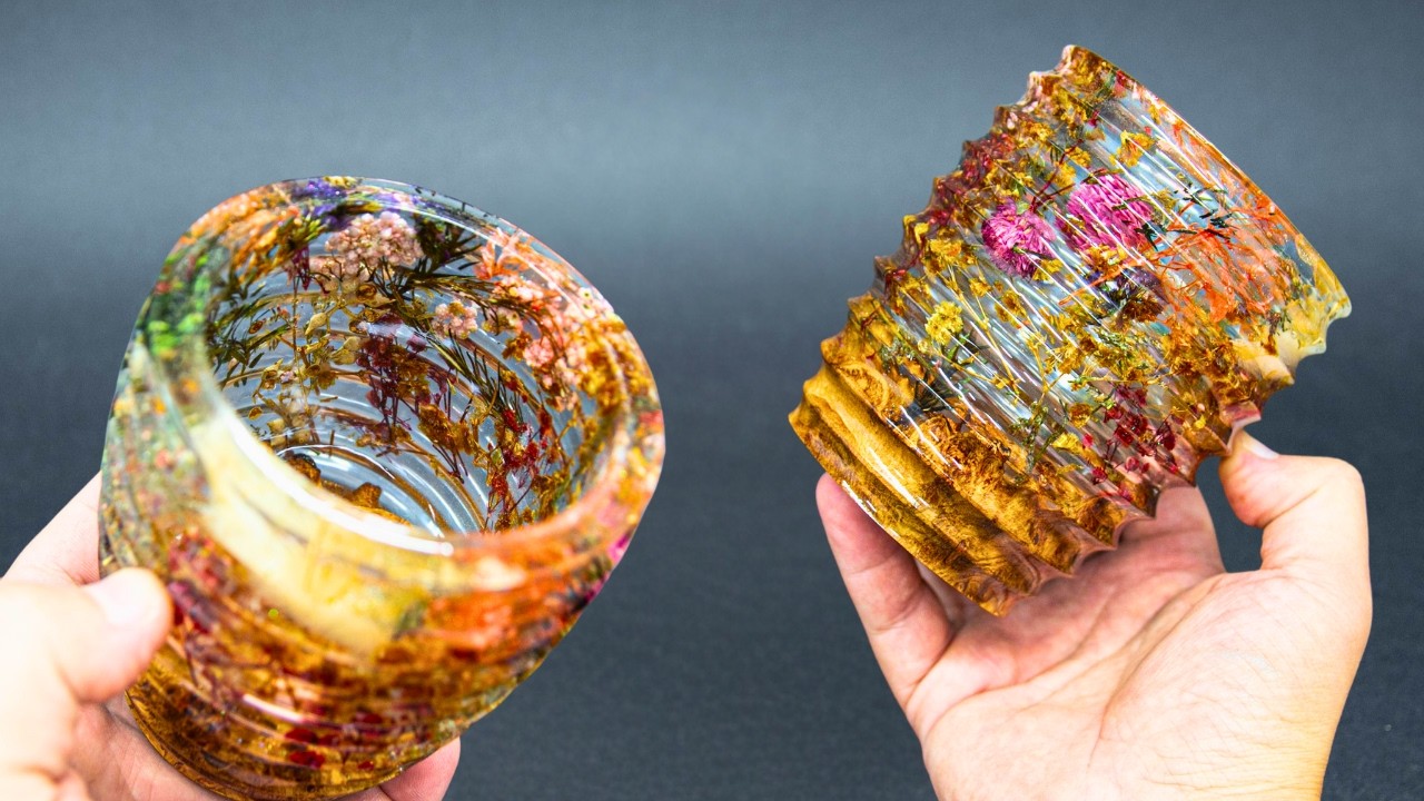 What Happens When You Mix Wood, Resin, and Dried Flowers? ASMR - YouTube