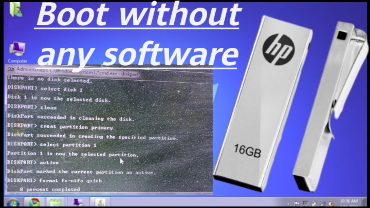 how boot a pen drive without any software,how creat a bootable pen ...