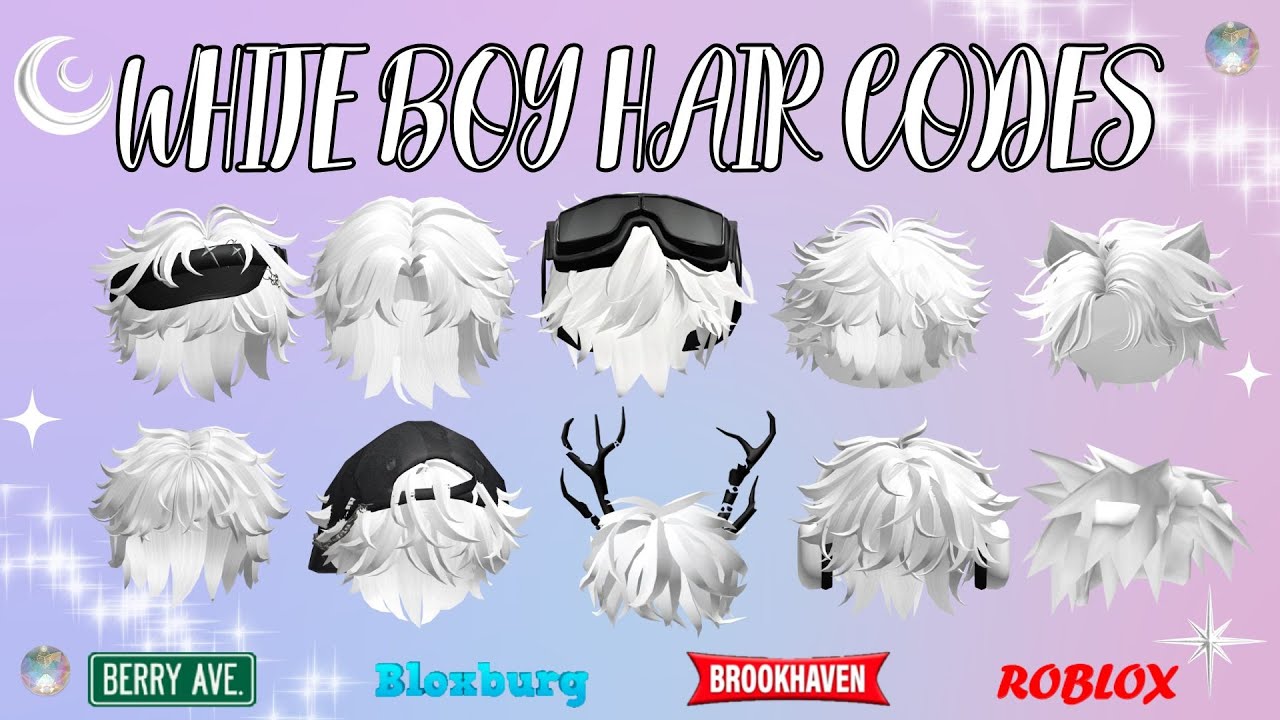 WHITE HAIR CODES & LINKS FOR BOYS | Brookhaven, Bloxburg & Berry Avenue ...