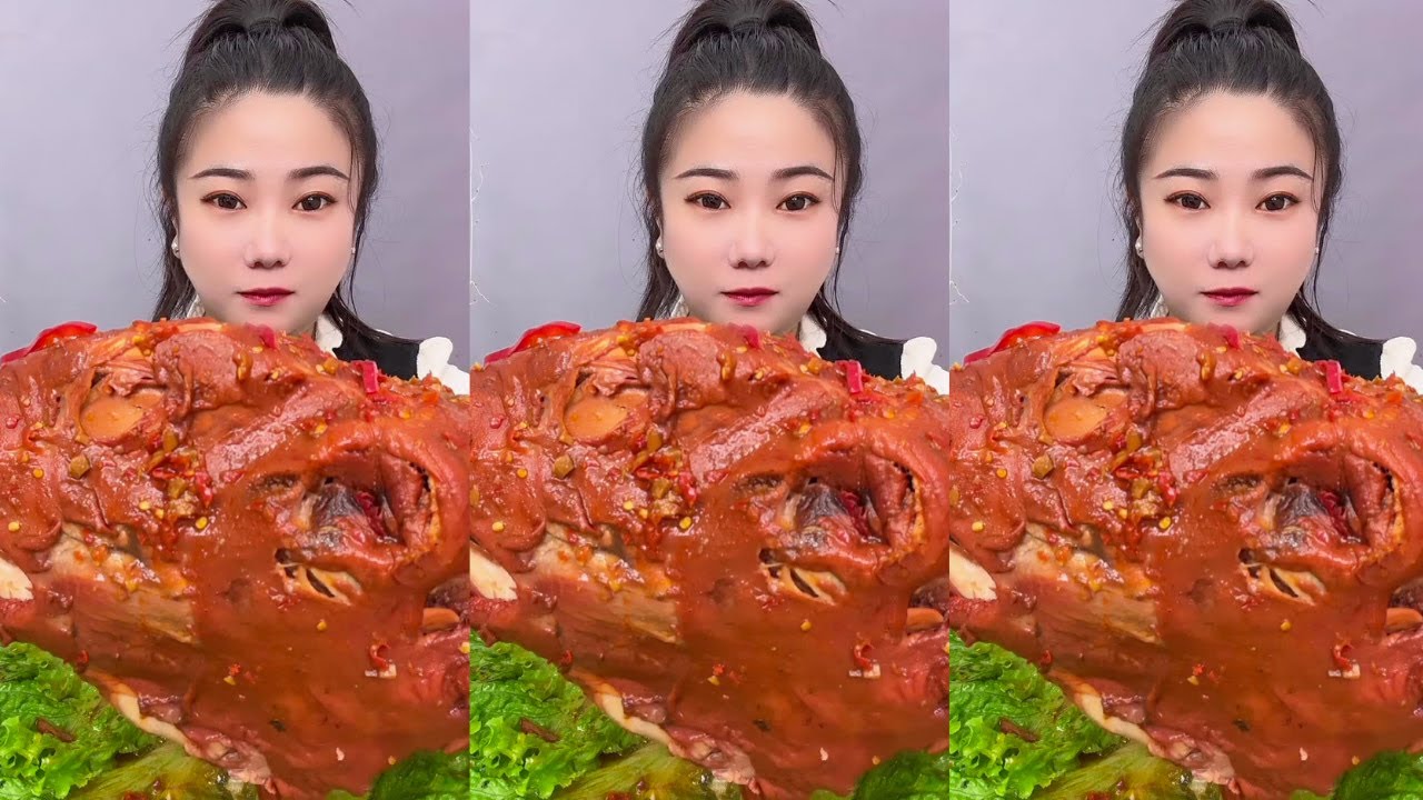 Chinese Food Compilation Eating Show Braised Sheep Head With Spicy ...