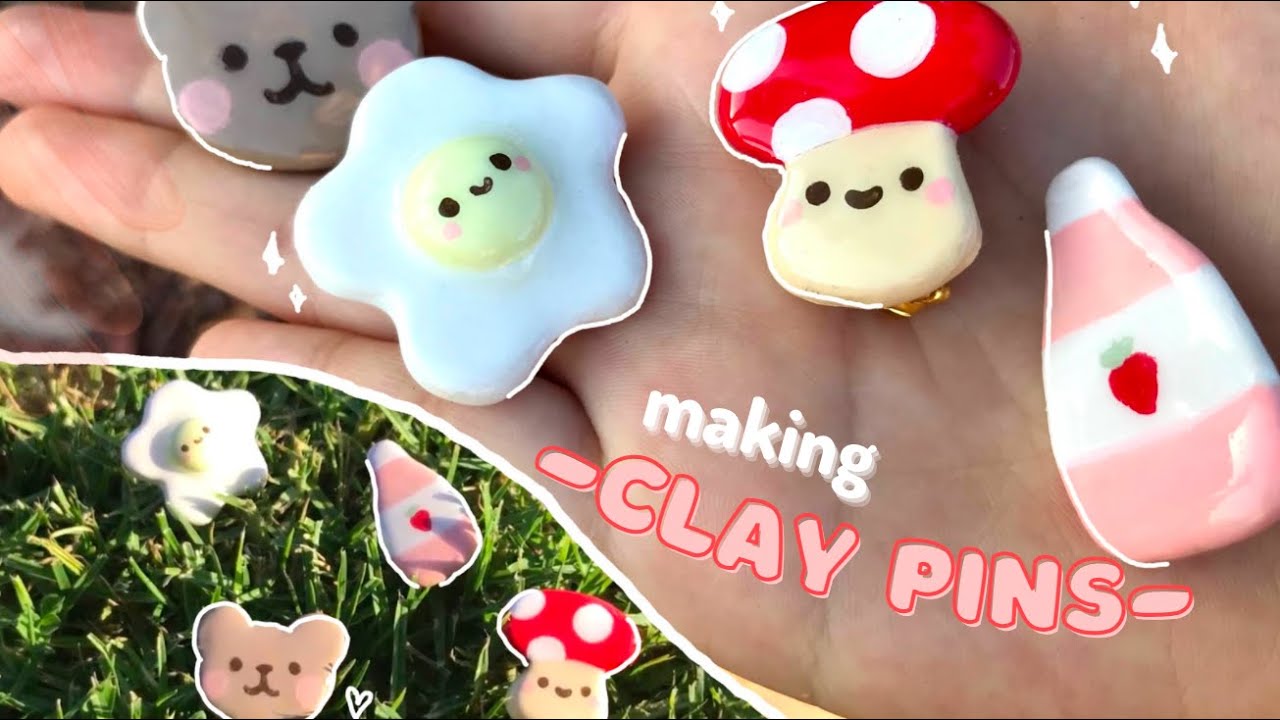 DIY Clay Pins | Polymer Clay & Acrylic Paint | This n That🌱 - YouTube