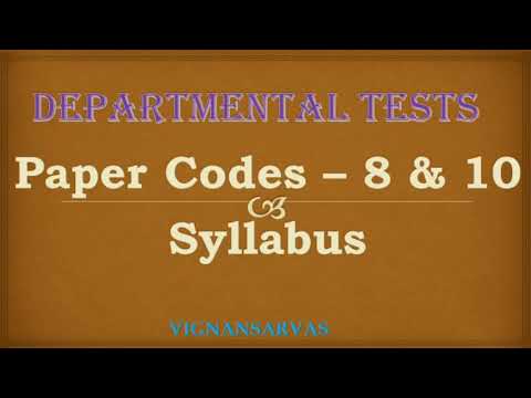 Departmental Tests - Paper 8 & 10 Syllabus / Departmental Tests ...