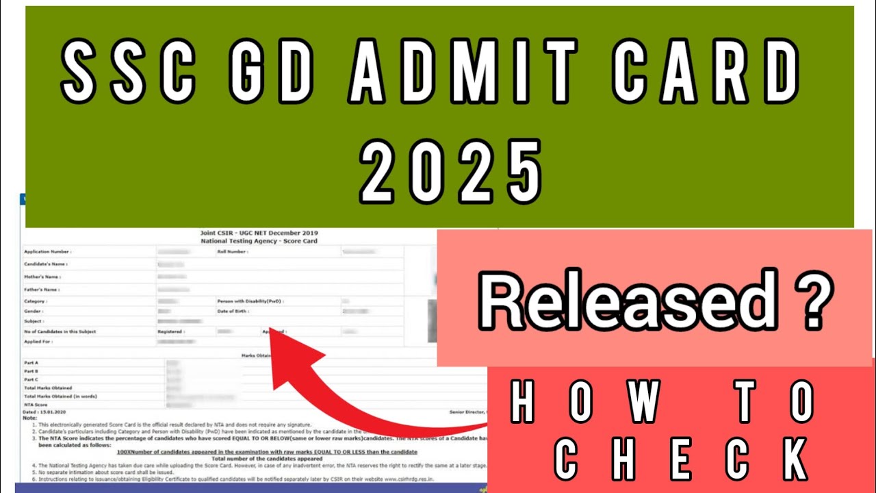 SSC GD Admit Card 2025 | How To Check SSC GD Admit Card 2025 | - YouTube