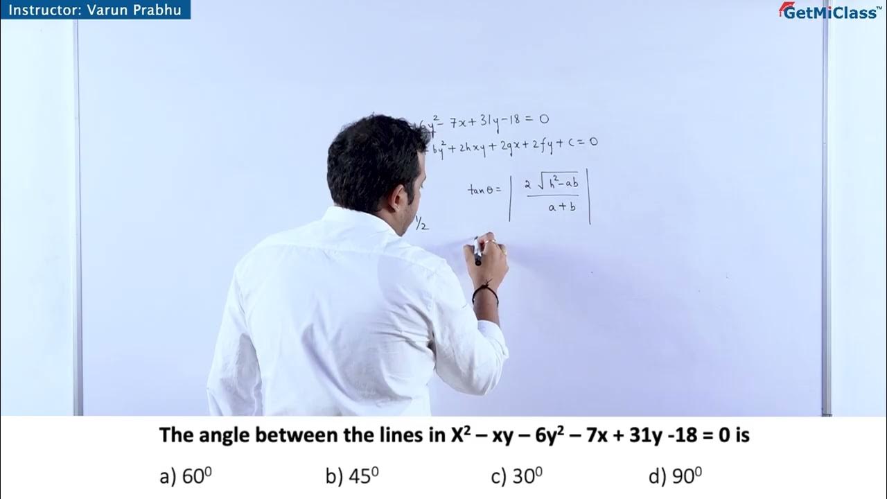 Finding Angle Between Lines in Equation JEE 11th Maths 2D Geometry - YouTube