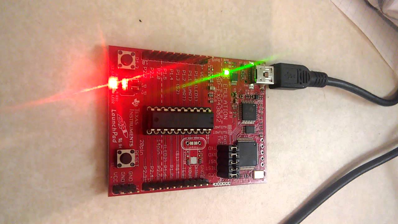 Red LED blinks twice as fast as Green LED. - YouTube