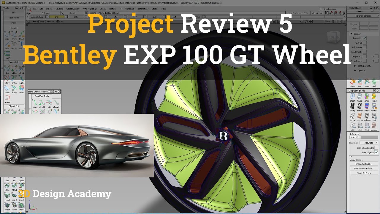 Autodesk Alias Tutorials I Project Review 5 - Bentley EXP 100 GT Wheel ...