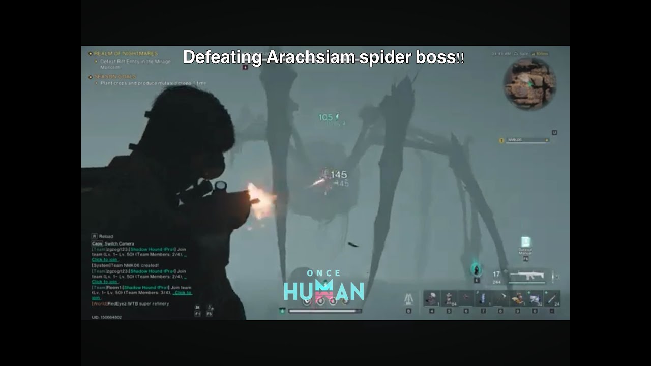 Defeating Arachsiam {LVL 30. Spider Boss} solo in Once Human Gameplay ...