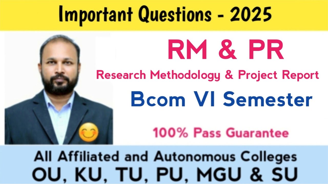 Research Methodology & Project Report Important Questions 2025 Bcom VI ...