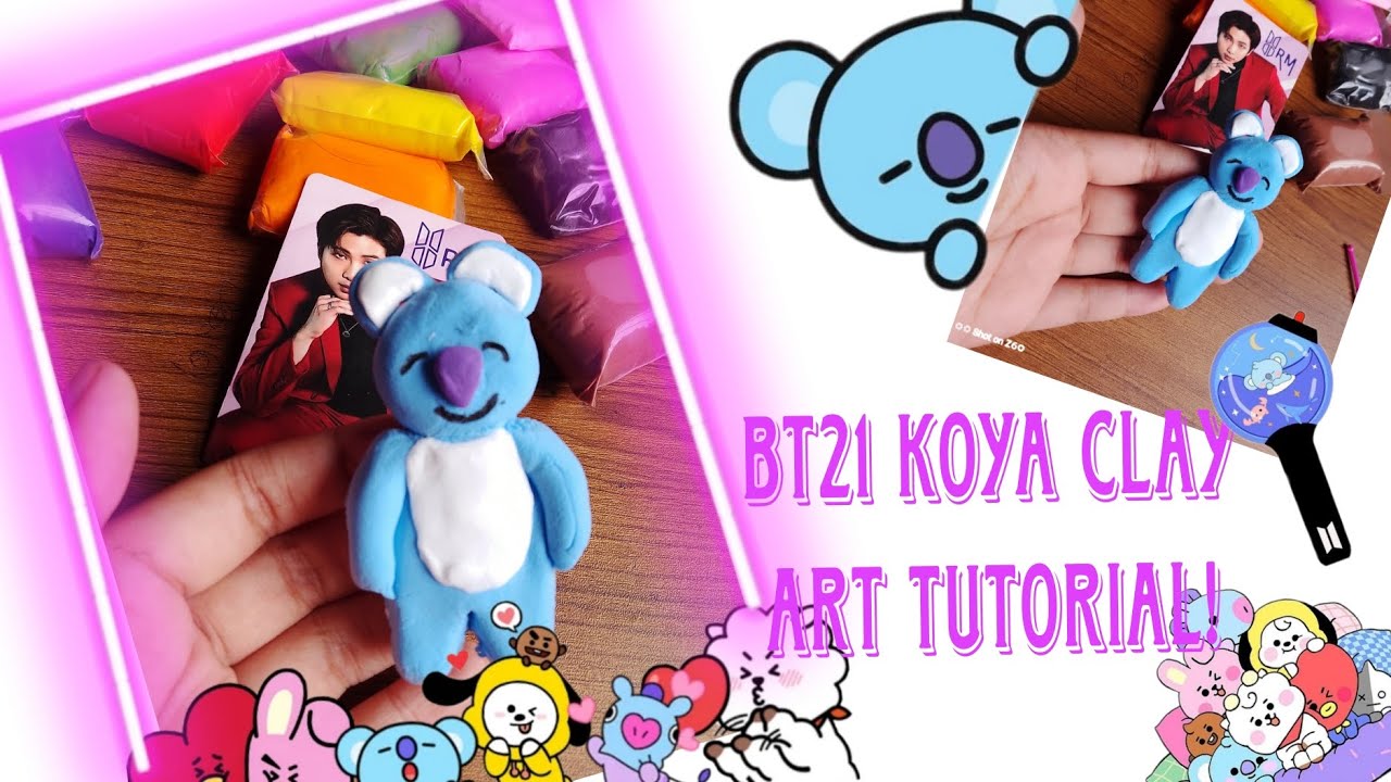 BT21 KOYA clay art tutorial 💜 very easy and cute 💝 lichoo450 💜 - YouTube
