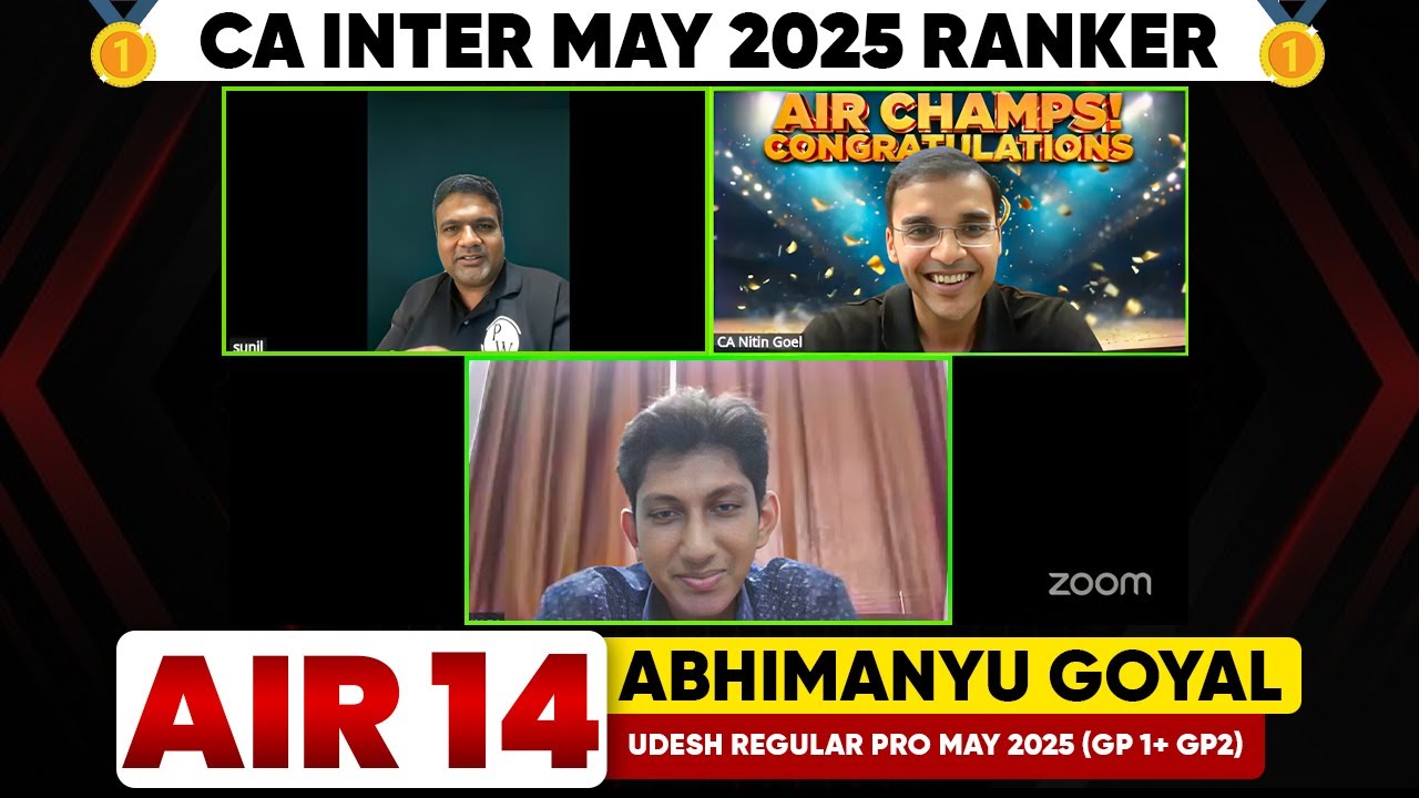 ICAI Inter May 2025 Result Ranker🥳- Abhimanyu Goyal AIR 14 - YouTube