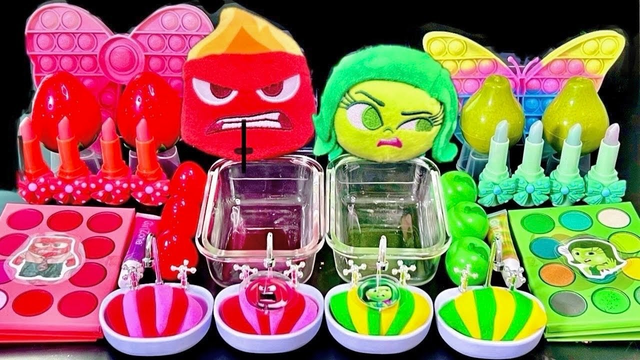 [ASMR]Mixing "Insideout Anger vs Disgust" Eyeshadow, Glitters Into ...