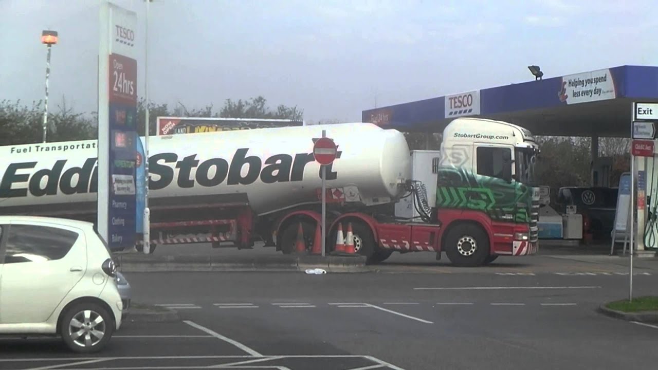 EDDIE STOBART CHARLOTTE THE TANKER AT TESCO GLOUCESTER PFS 100415 - YouTube