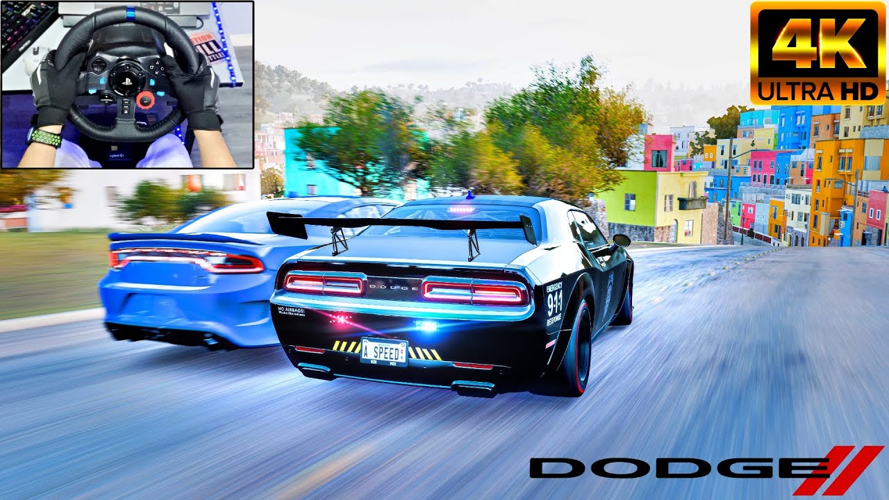 DODGE CHALLENGER Police chase l Forza Horizon5 | LOGITECH G29 4K - YouTube