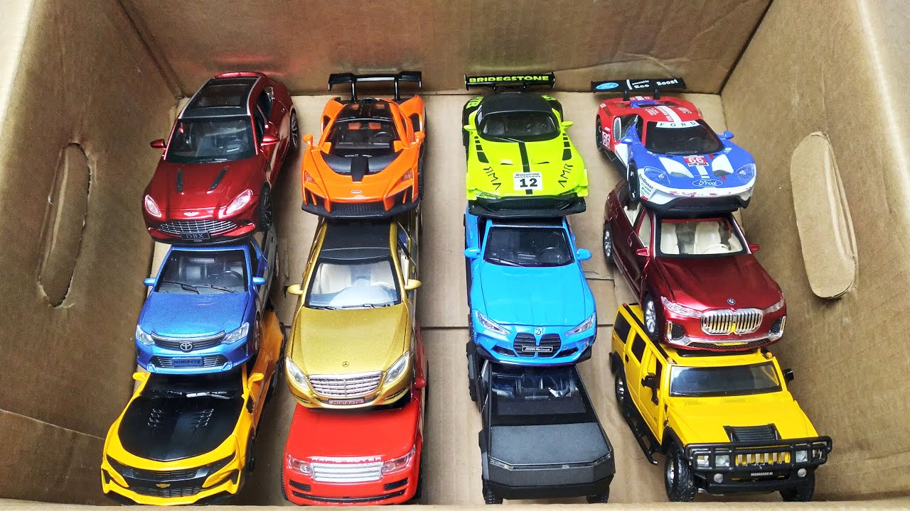 Box Full of Cars Model, Lamborghini, Porsche, Lexus, Mercedes Benz, BMW ...