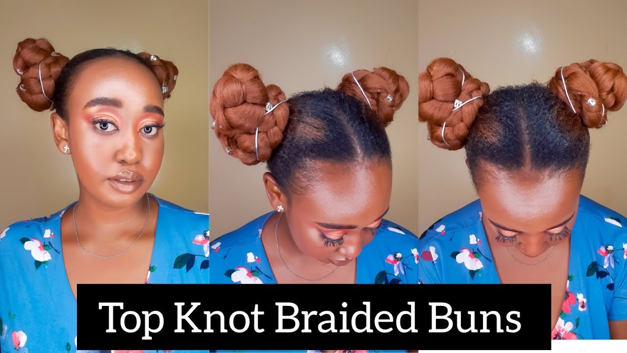 Two Top Knot Braided Buns tutorial with braiding hair // Top Knot Buns ...