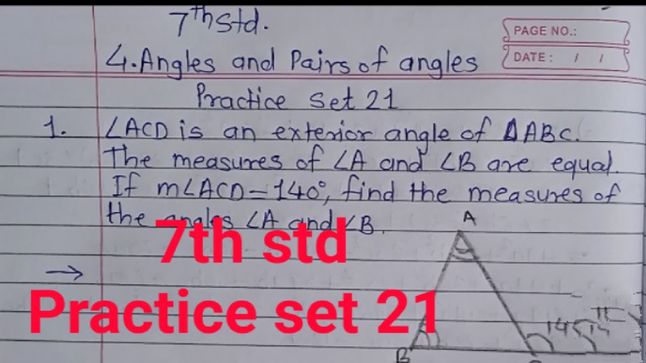 7th class practice set 21 maharashtra state board angles and pairs of ...