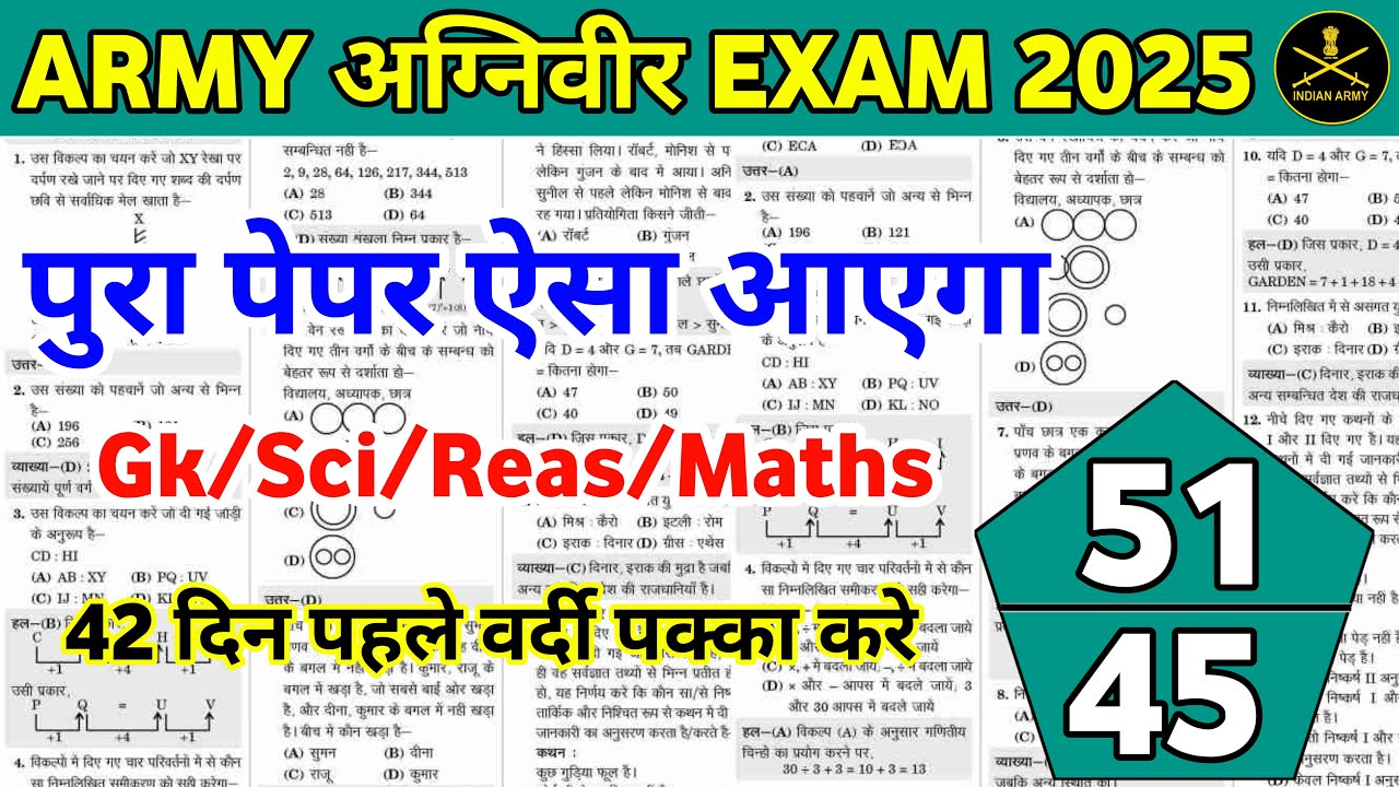 Army Agniveer 2025 | Army Agniveer Sample Paper 1 | Army GD Original ...