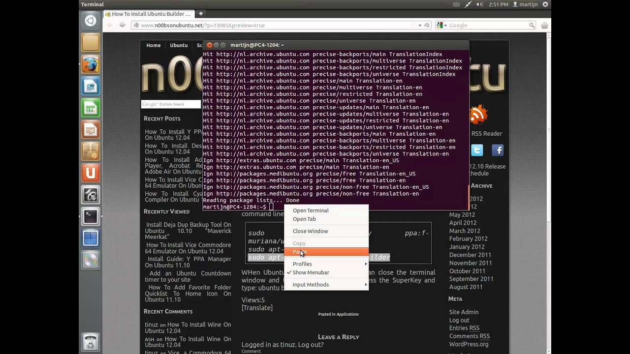 Installing Ubuntu Builder On Ubuntu 12.04 - YouTube