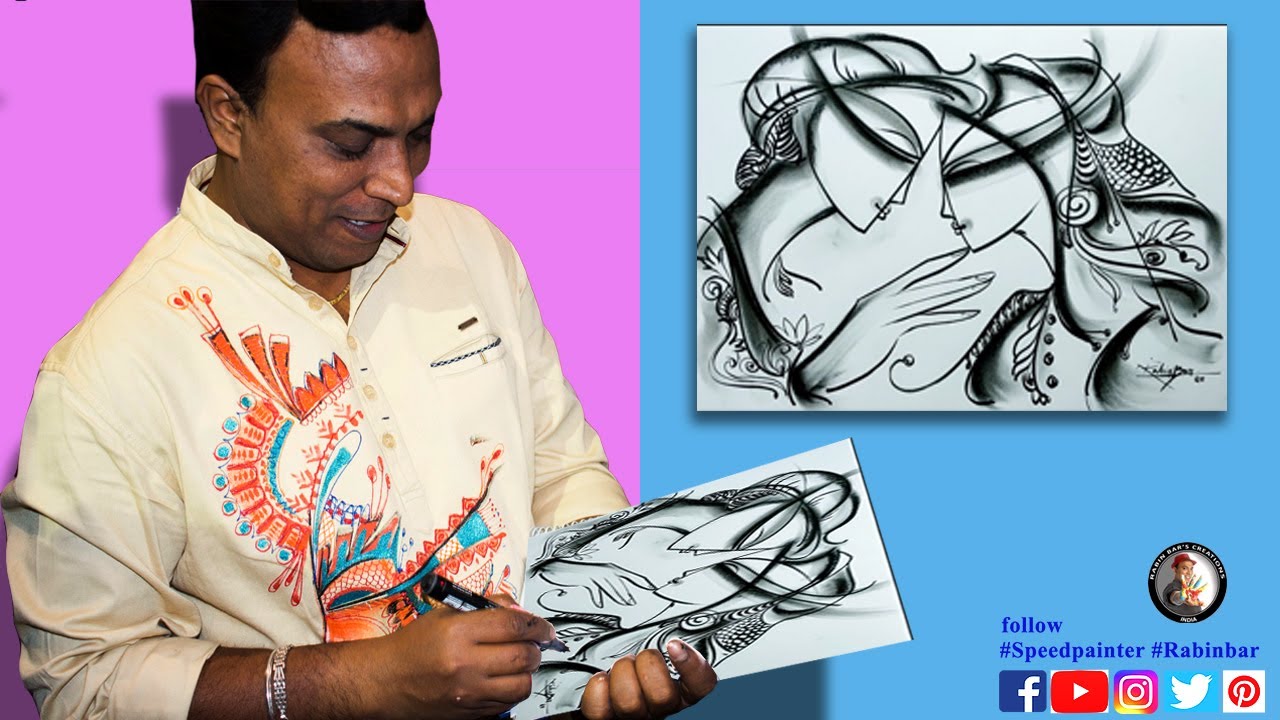 How to Draw Faces I Modern Art I by Speed Painter Rabin Bar - YouTube