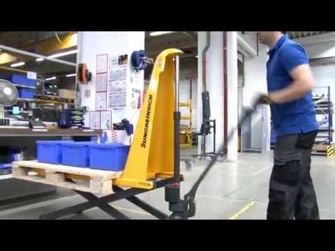 Jungheinrich AMX 10 manual hydraulic scissor lift pallet truck - YouTube