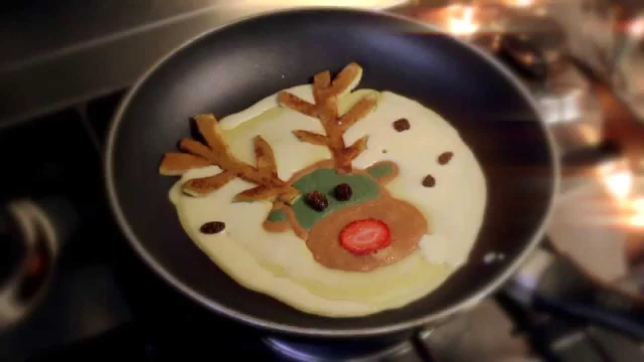 Rudolph red nosed reindeer pancake ! Easy and fun. - YouTube