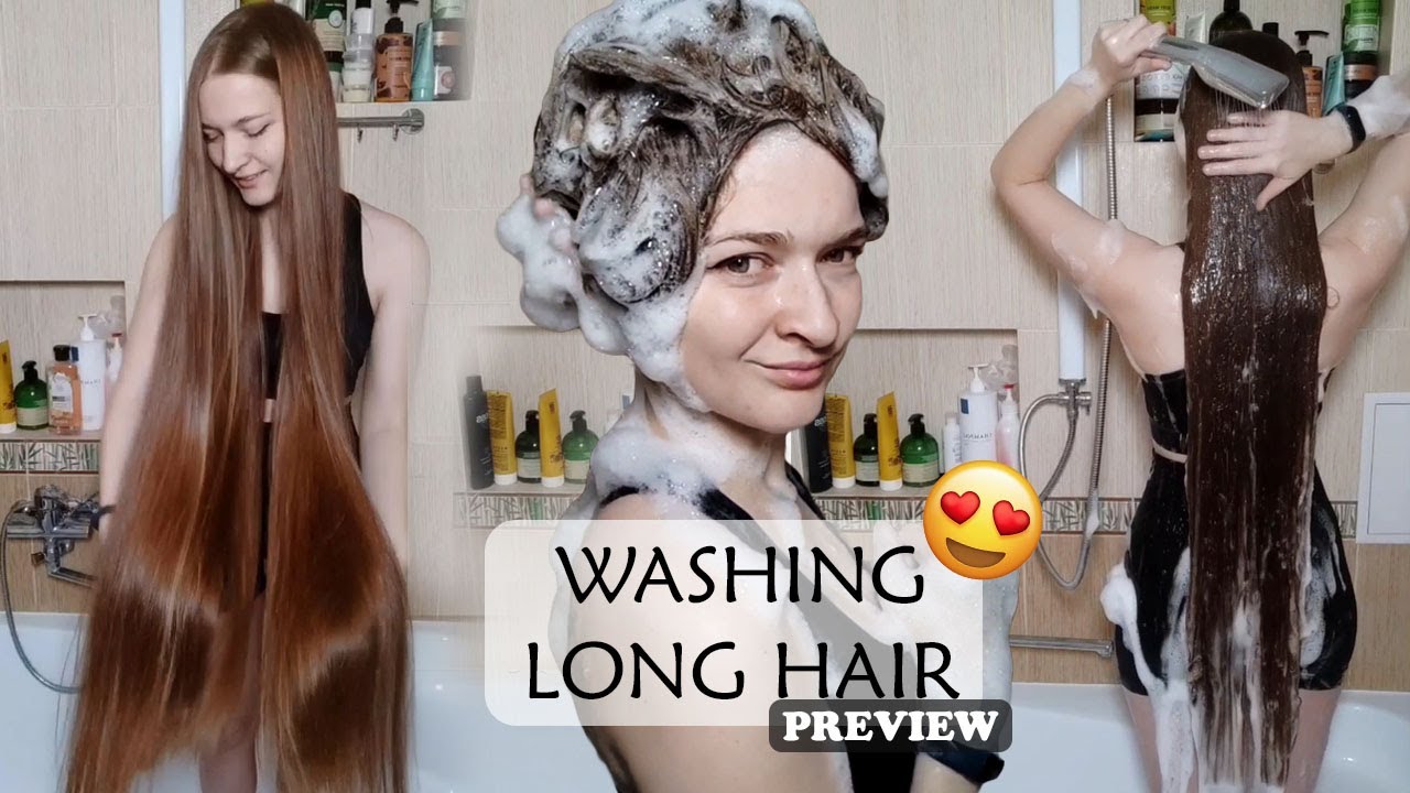 Washing long hair with a lot of foam 🔥 HAIR PLAY (preview) - YouTube