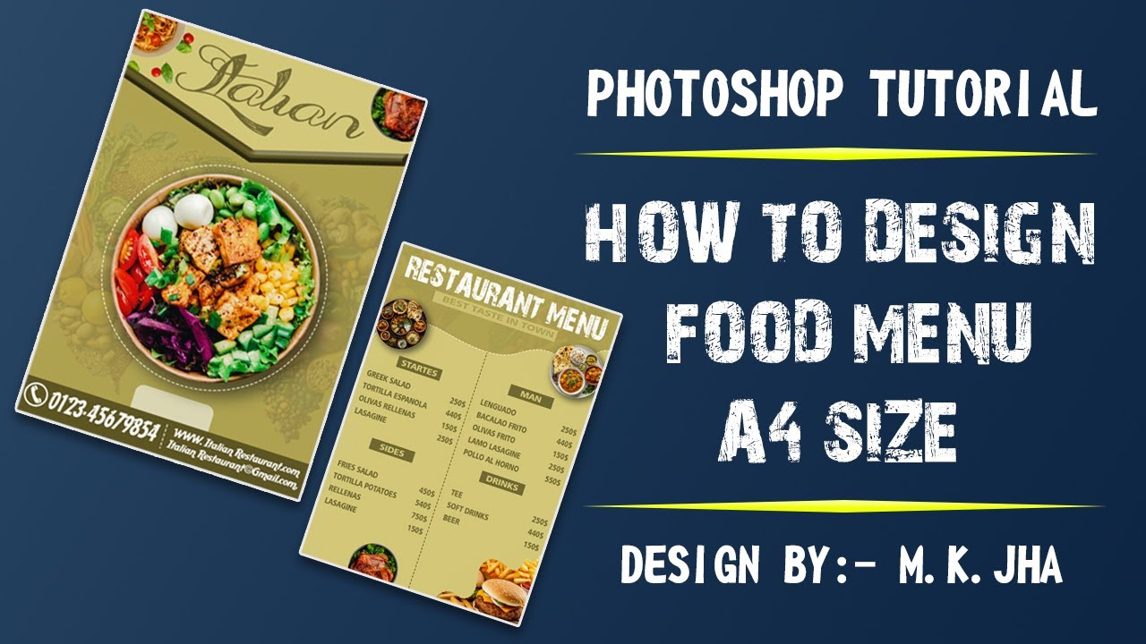 FOOD MENU A4 SIZE IN PHOTOSHOP 2022 🖌🖌|| PHOTOSHOP TUTORIAL || BY :- M ...