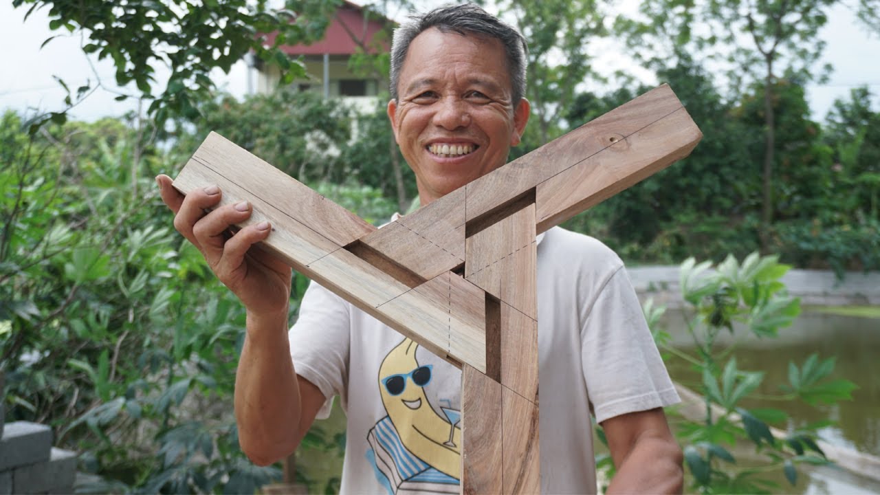 Amazing Strong Three-Way Lap Wood Joints Structure - Fantastic Hand Cut ...