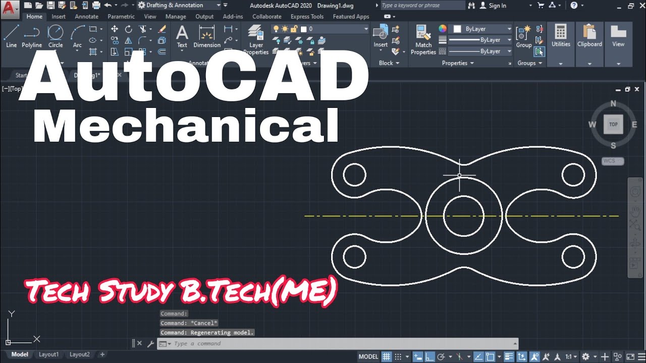 AutoCAD Mechanical Practice Drawing | Autocad 2d tutorial in hindi ...