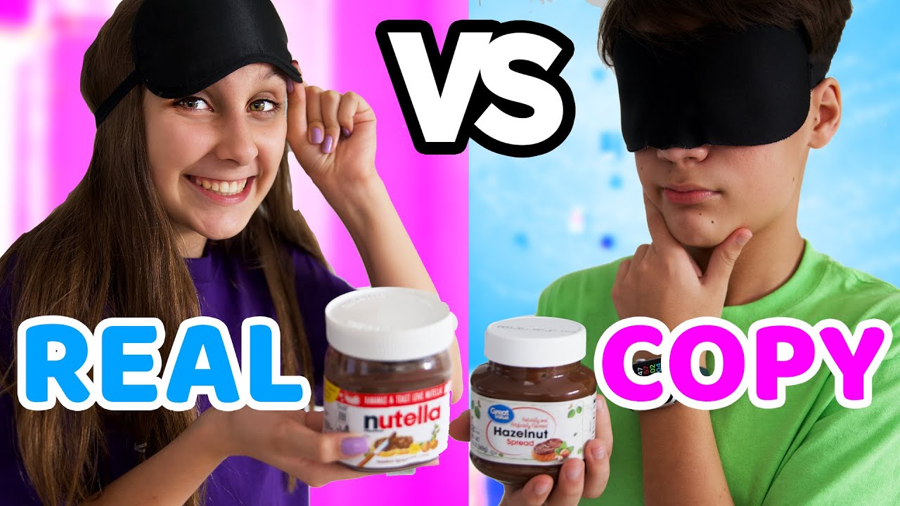 Guessing REAL vs FAKE COPY food! Blindfolded FOOD challenge - Mimi ...