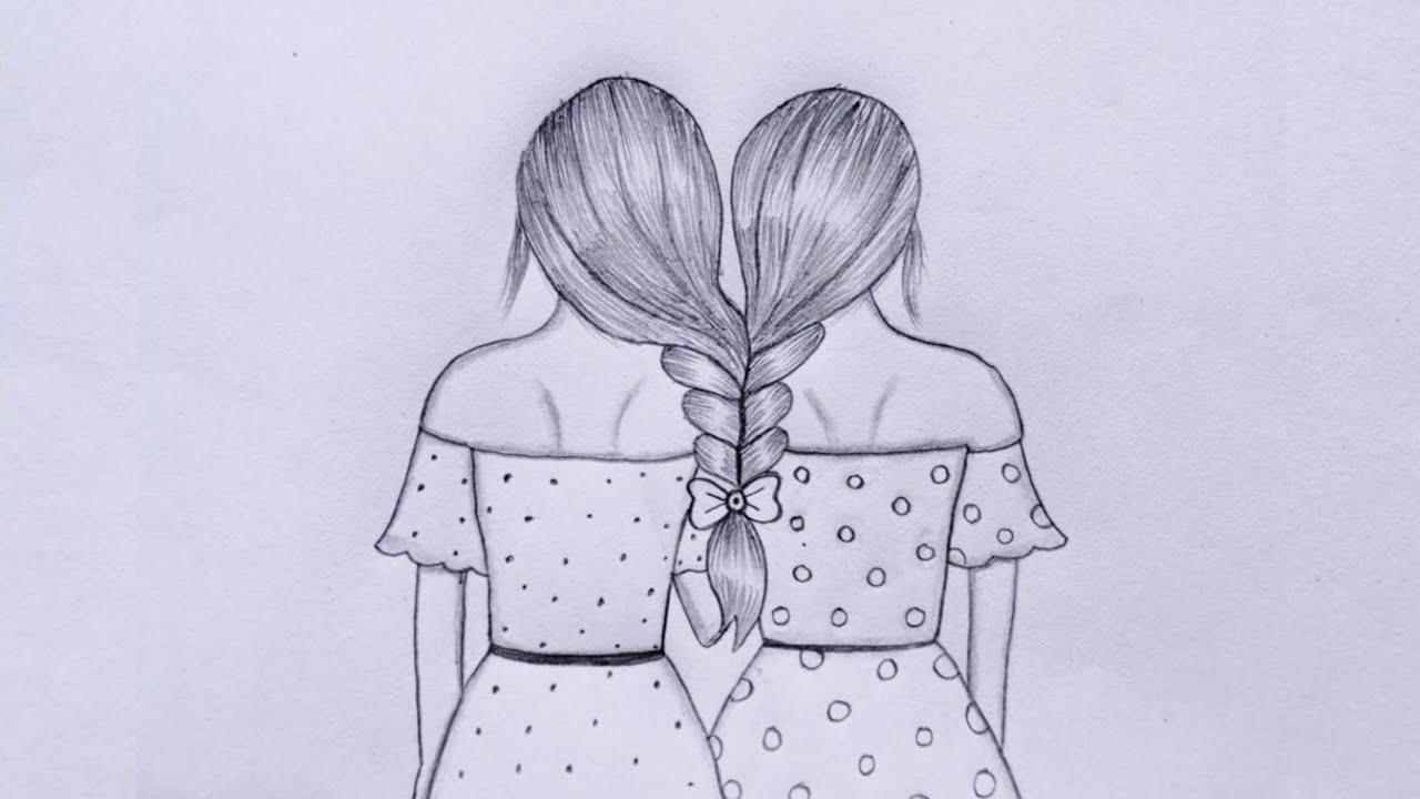 Best friends drawing so easy with pencil || friendship day drawing ...