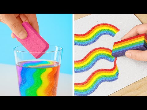 🌈 RENKLİ EL İŞLERİ SANATI 🎨💖 Okul için Renkli El İşleri Nasıl Yapılır 🖍️