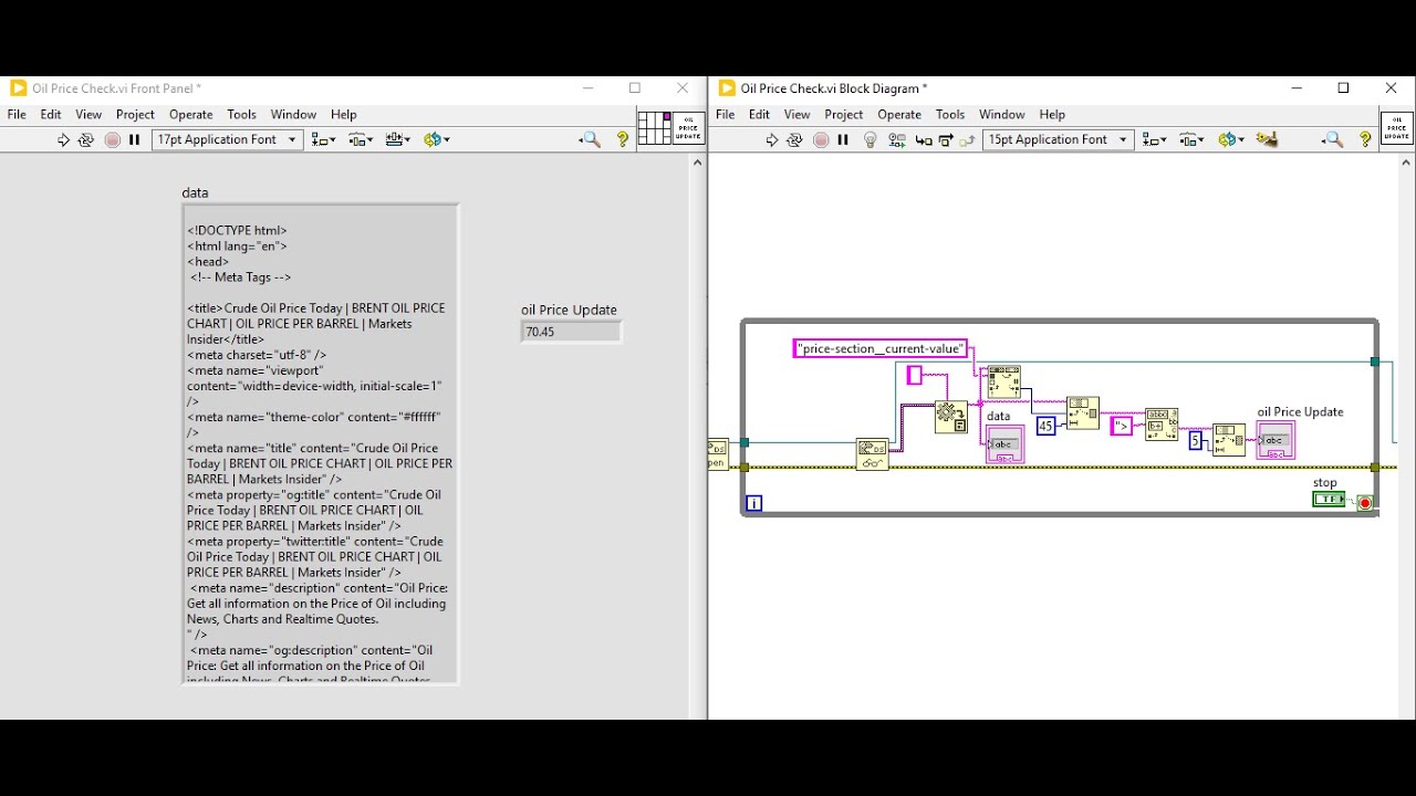 Read web page | Crude Oil Price update | Data Socket | LabVIEW - YouTube
