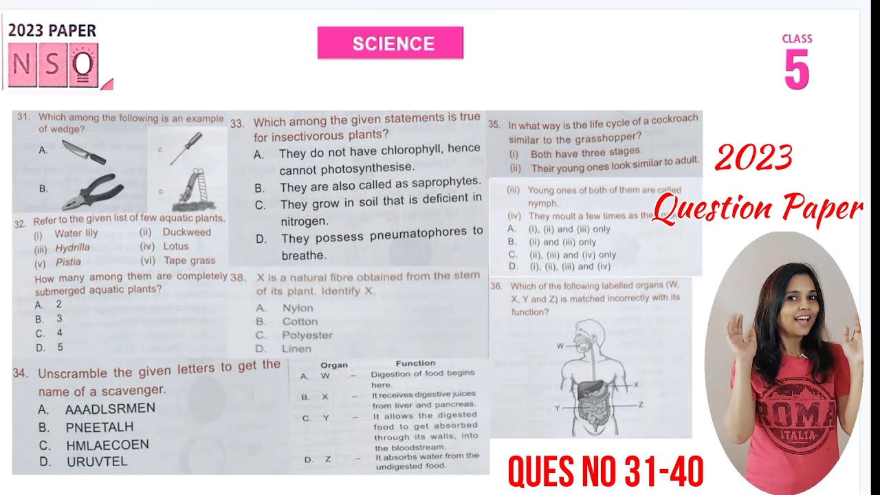 National Science Olympiad Grade 5 2023 Question Paper - Solved- Ques no ...