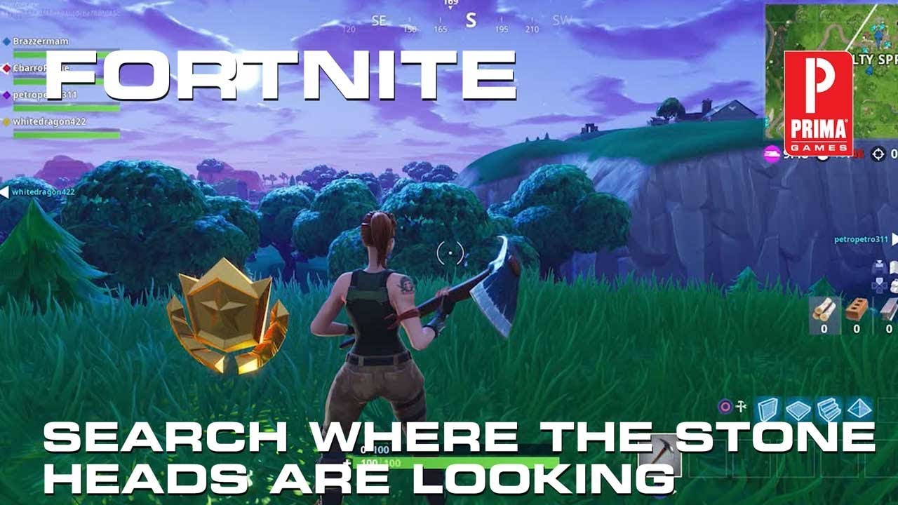 Fortnite - Search Where the Stone Heads are Looking - YouTube