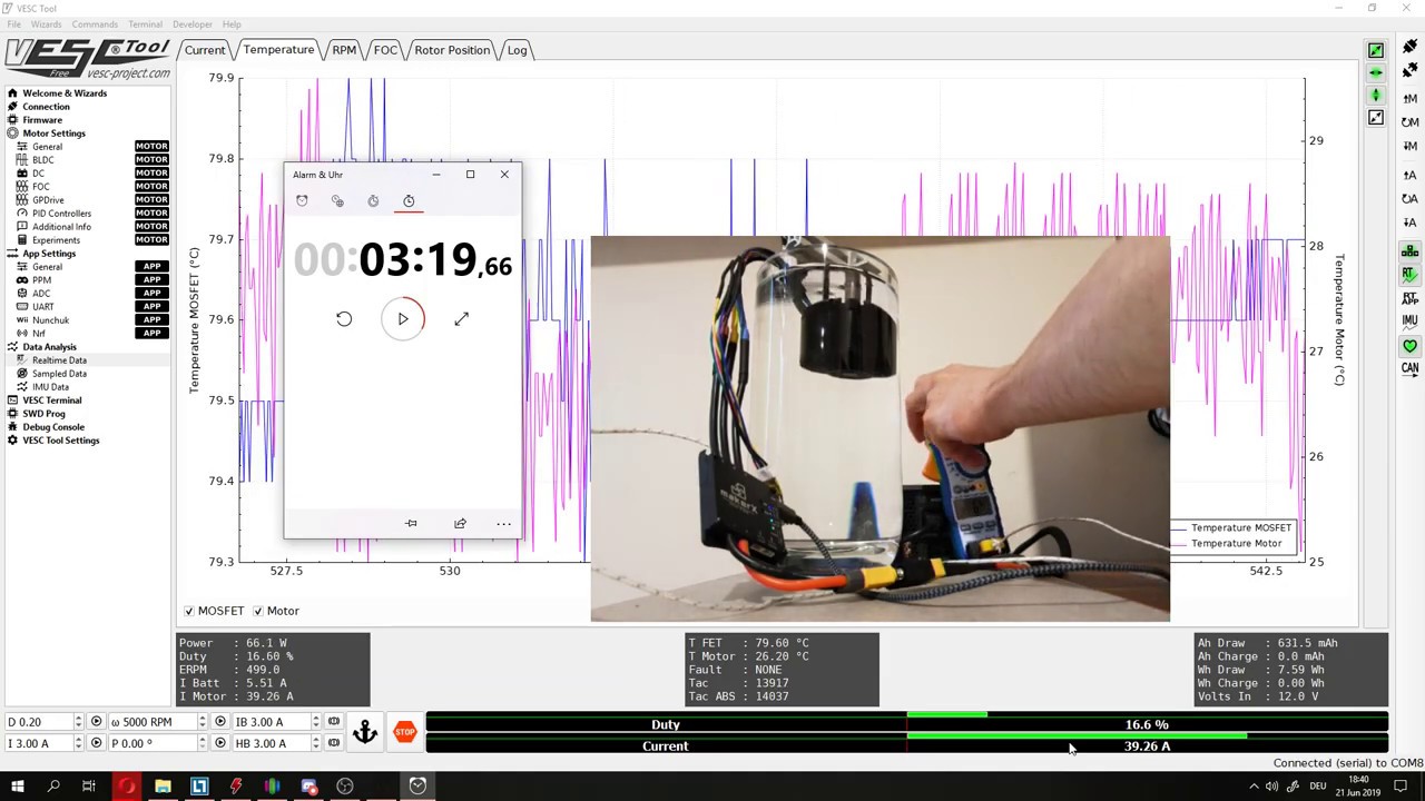 MakerX MINI FOC - Thermal Testing - VESC Tool foc_openloop (current ...