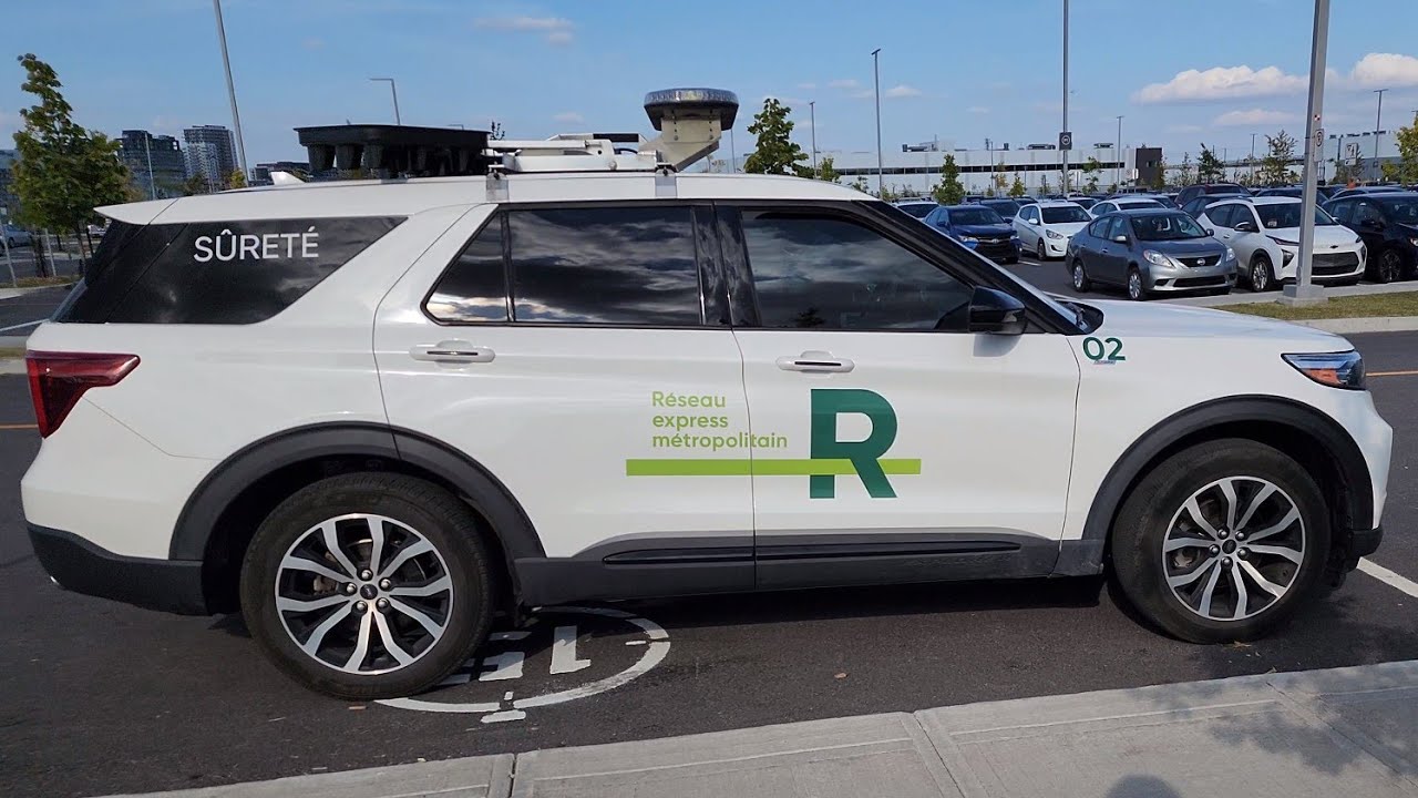 REM security vehicle outside of the Brossard REM Station - YouTube