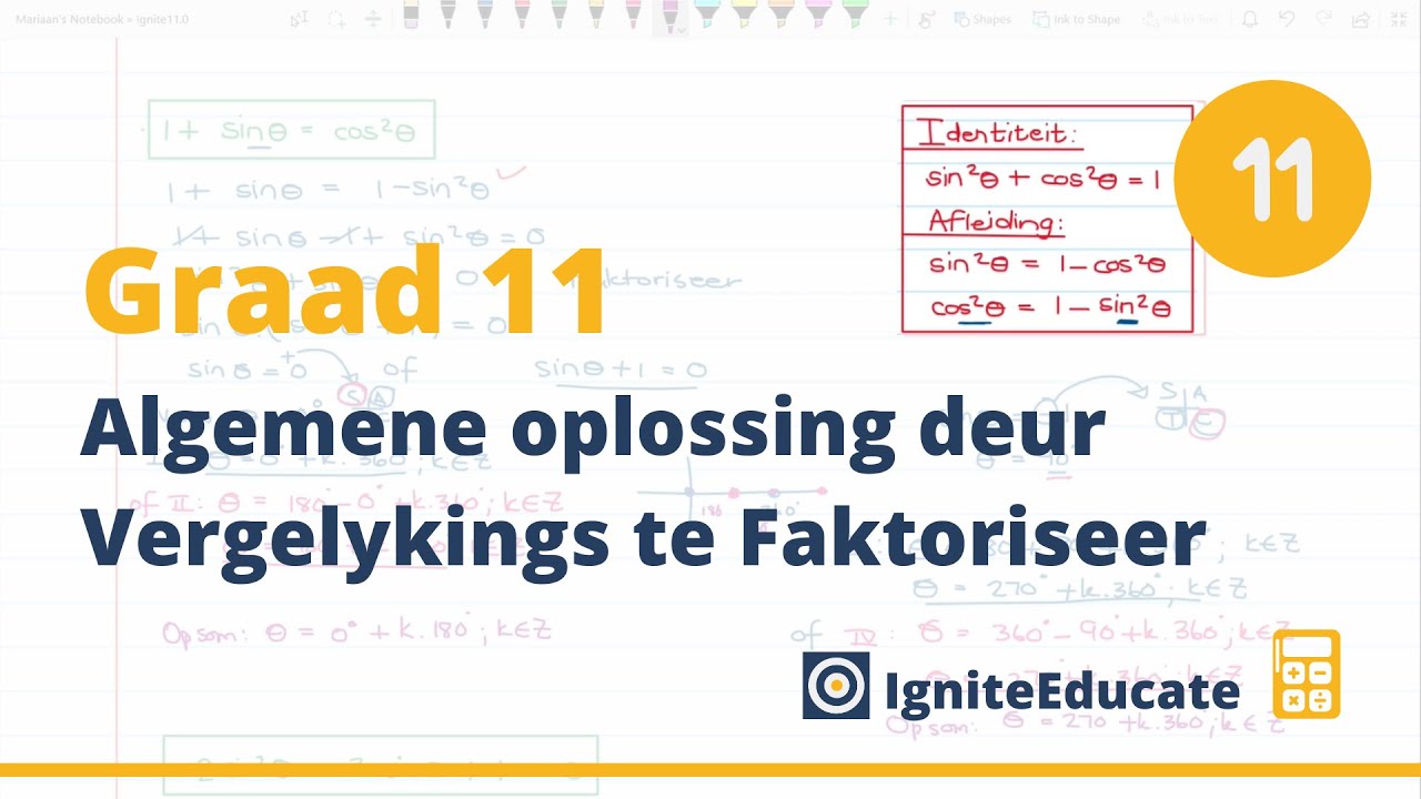 Graad 11 Wiskunde: Algemene oplossing deur vergelykings te Faktoriseer (Trigonometrie) - YouTube