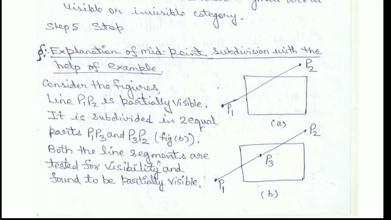 Midpoint subdivision line clipping algorithm in computer graphics , mid point sub division ...