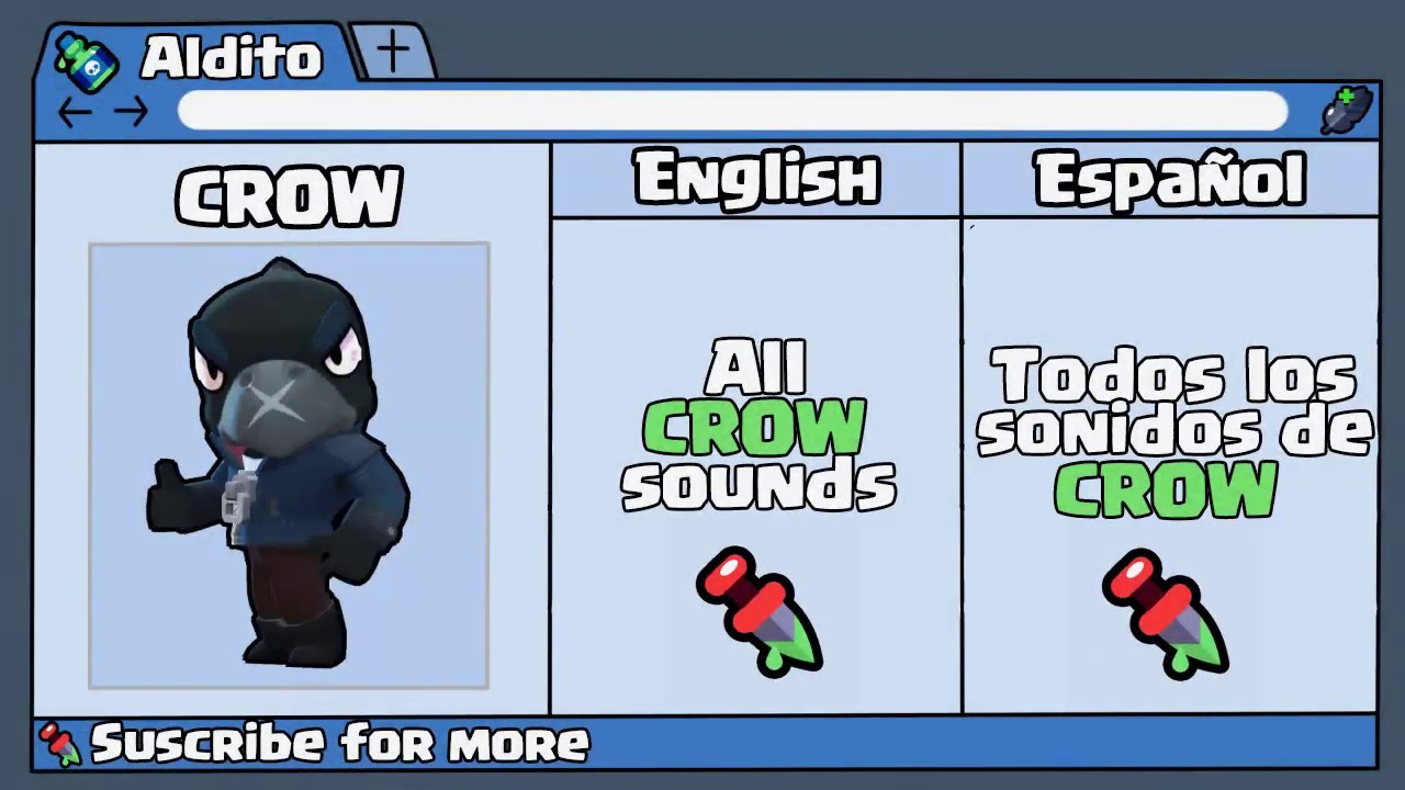 BRAWL STARS | TODOS LOS SONIDOS DE CROW | Lyrics - Sub español | ALL ...